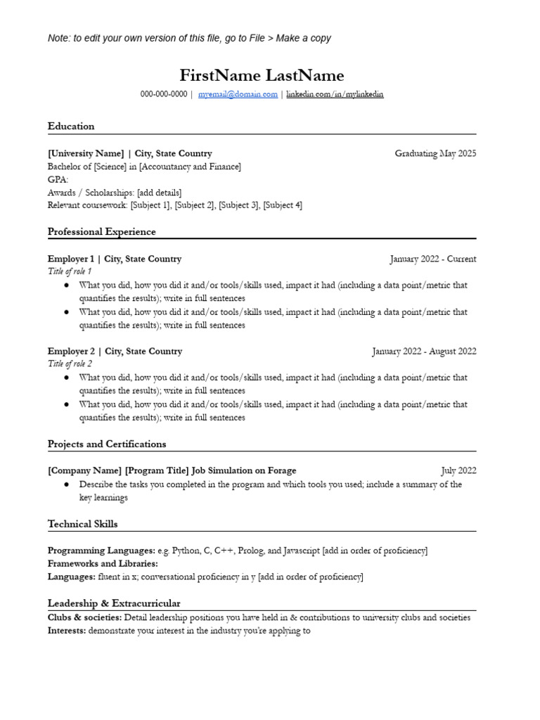 Forage Resume Template - Theforage | PDF