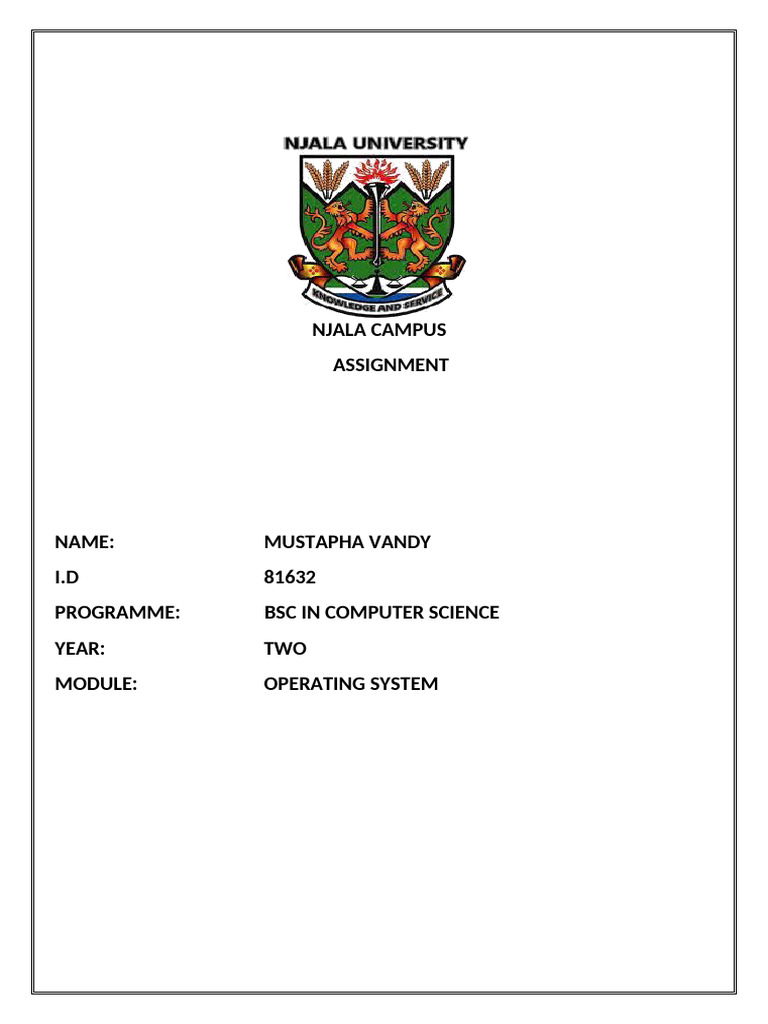 Njala Campus Operating System Assignment | PDF