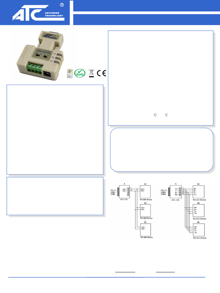 ATC-105 Datasheet V3.0 | PDF | Electrical Engineering | Computing