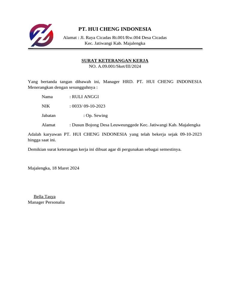 PT - Hui Cheng Indonesia | PDF