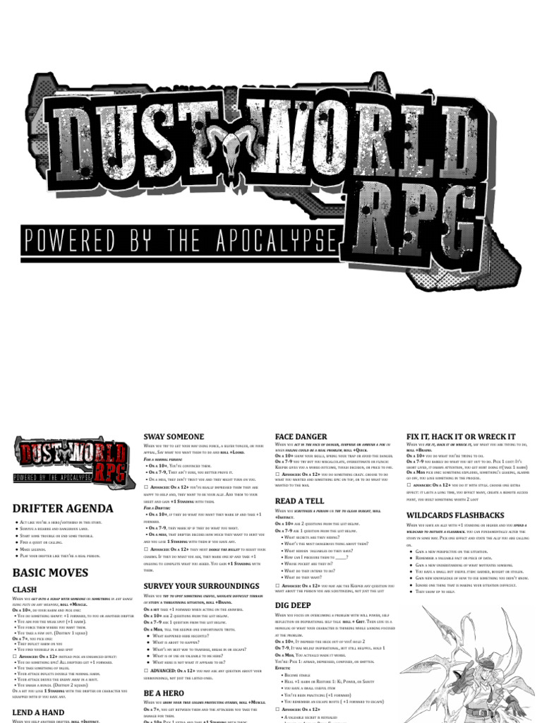 Dust World RPG Moves and Play Books v1 | PDF