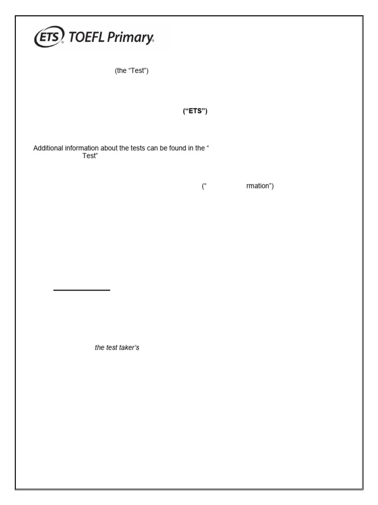 Consent Form - TOEFL Primary 2022 | PDF | Test Of English As A Foreign ...