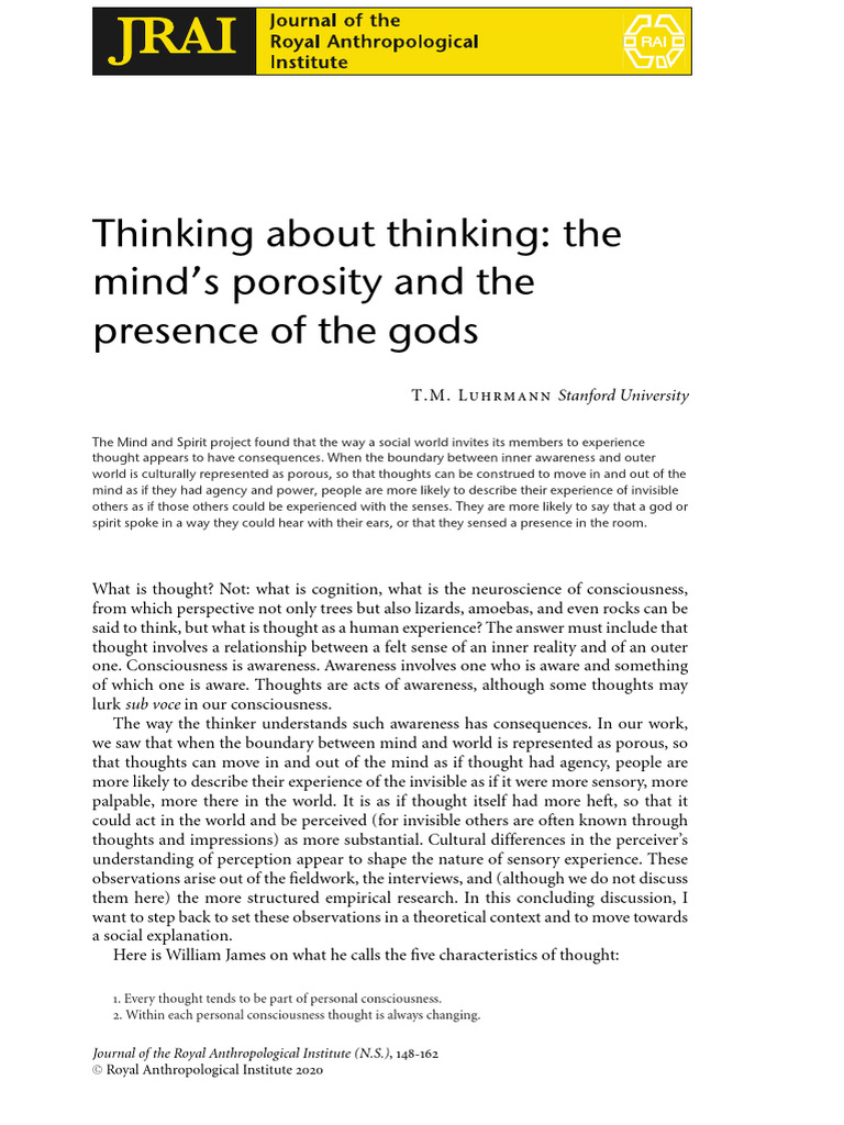 Thinking about thinking the mind s porosity and the presence of the ...