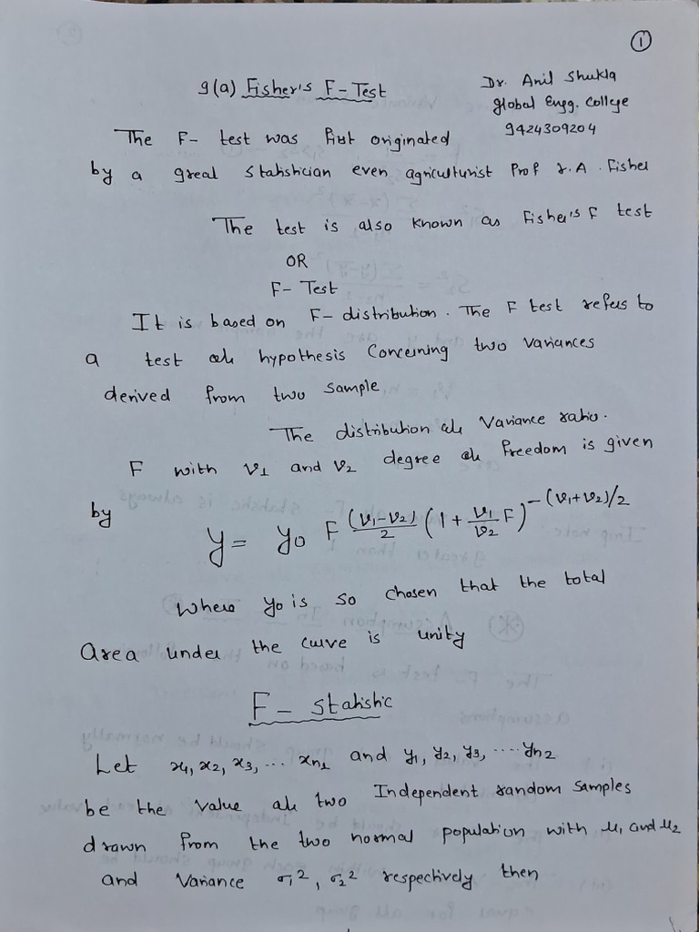Fisher's F-test | PDF | Descriptive Statistics | Statistical Theory