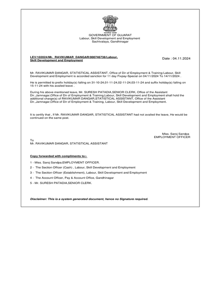Leave Order | PDF