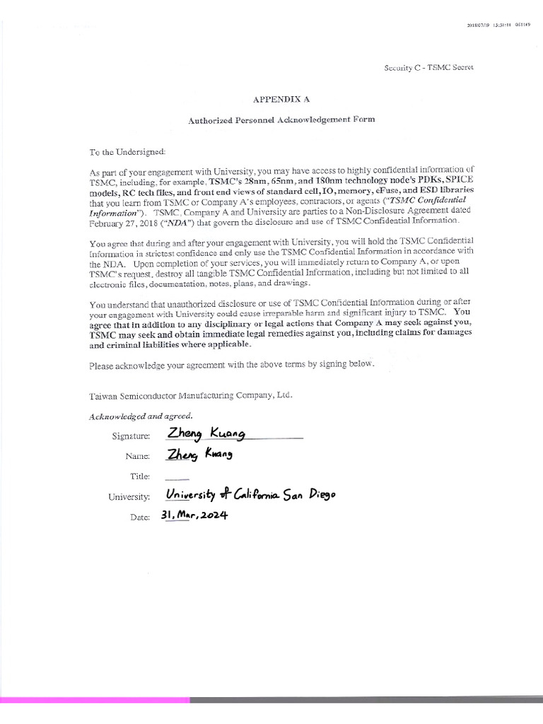 UCSD Appendix A - NDA | PDF