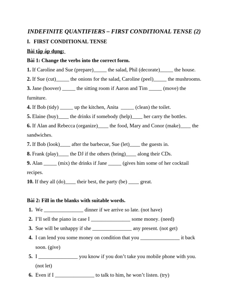 INDEFINITE QUANTIFIERS - 1ST COND 2 | PDF