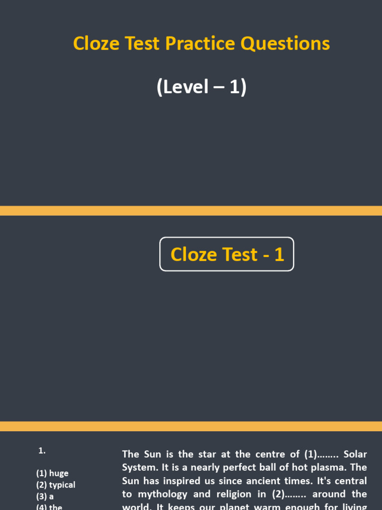 Cloze Test Practice for Students | PDF | Sun | Emotional Intelligence