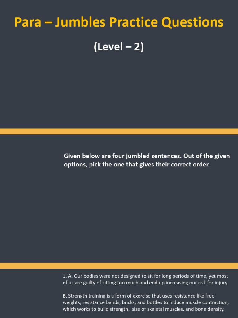 Jumbled Sentence Practice Questions | PDF | Sleep | Circadian Rhythm