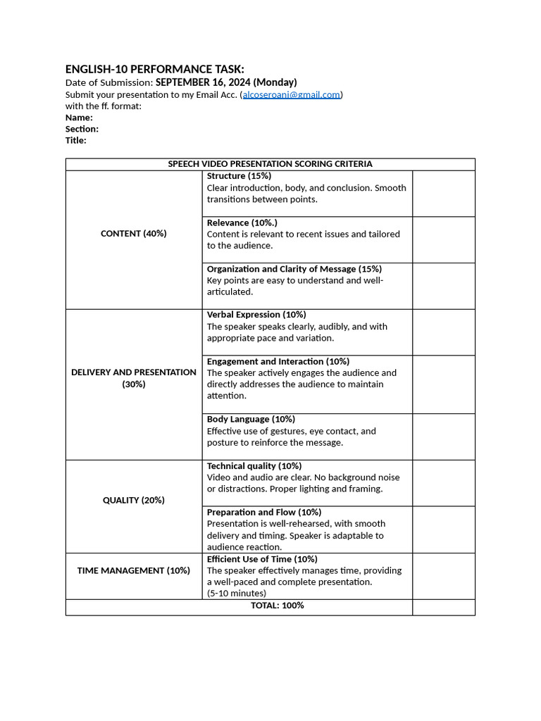 Speech Video Presentation Guidelines | PDF