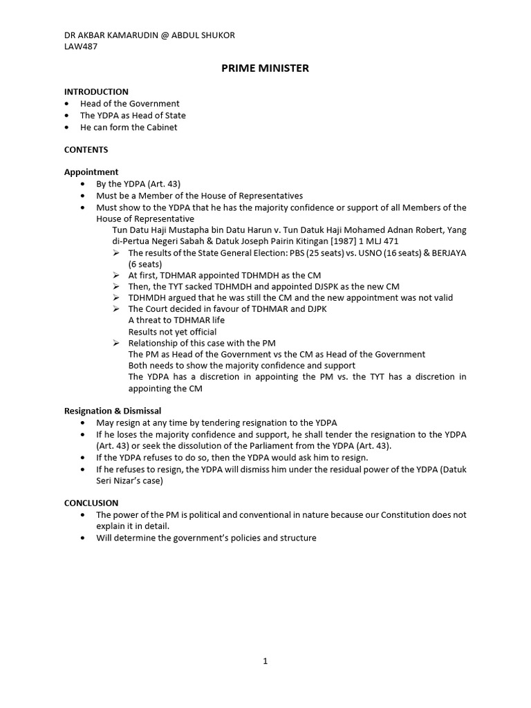 Powers and Responsibilities of the PM | PDF | Governance | Government