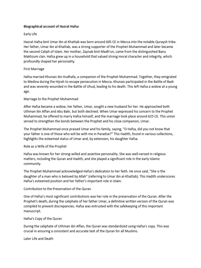 Hazrat Hafsa, Hazrat Sawdah, Hazrat Umm Salamah | PDF | Muhammad | Umar