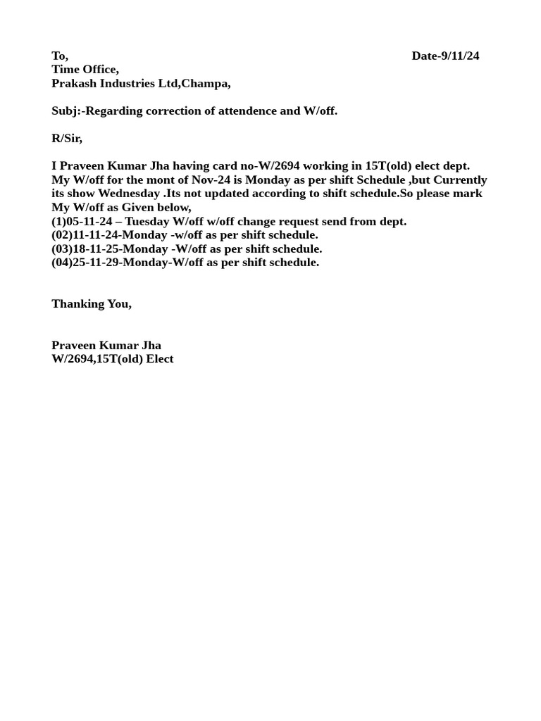 Attendance Correction Request | PDF