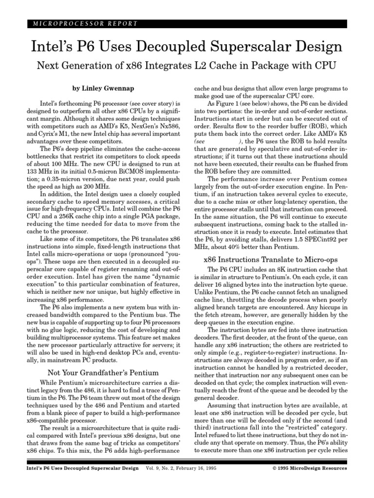 Intel's P6 Uses Decoupled Superscalar Design | PDF | Cpu Cache | Central Processing Unit
