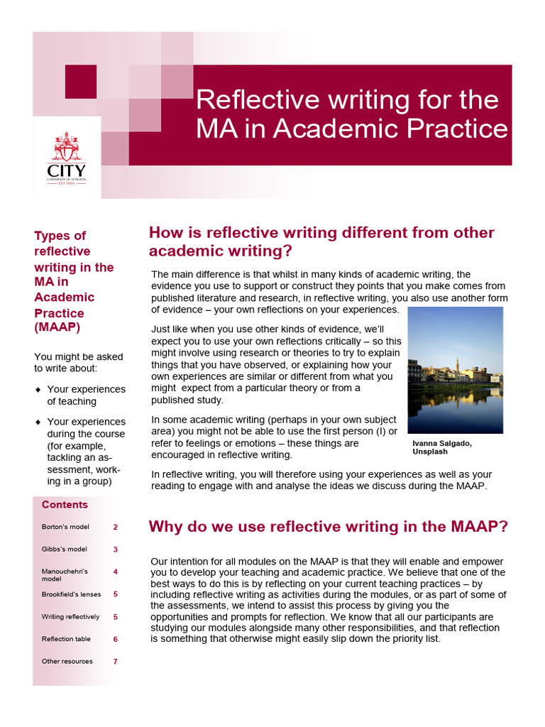 Reflective Writing Guide For MAAP v3 | PDF | Thought | Experience