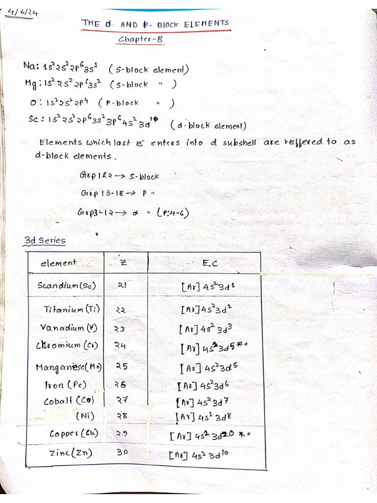 D & F Block Elements. (Class XII) | PDF