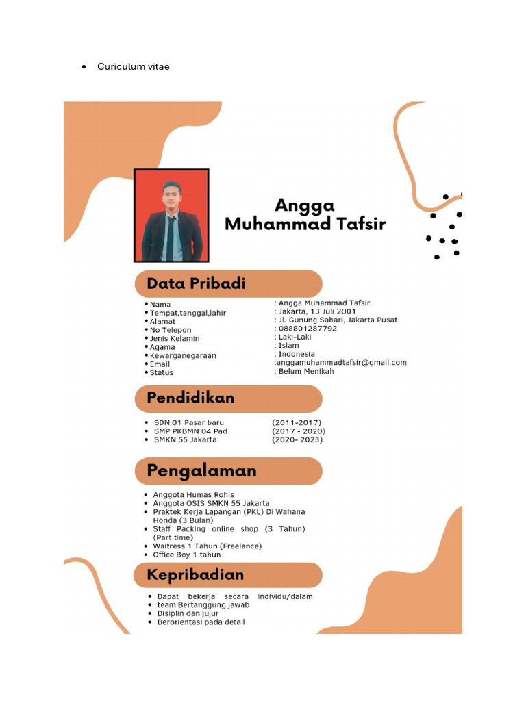 'CV angga Muhamad tafsir' dengan Anda | PDF
