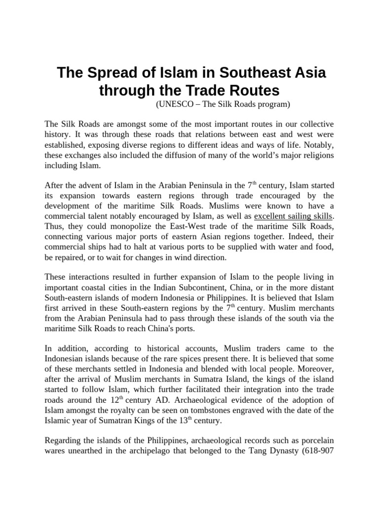 1b. The Spread of Islam in Southeast Asia | PDF | Southeast Asia | Silk ...