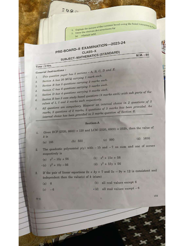 Maths Sample Paper Other School | PDF