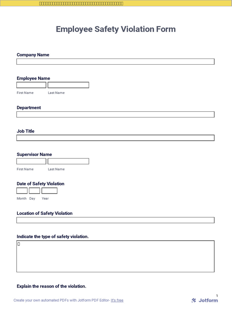 Employee Safety Violation Form | PDF