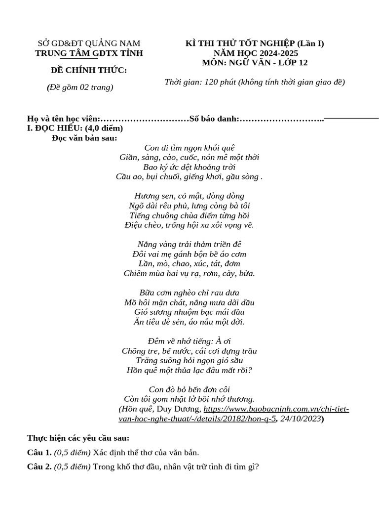 TTGDTX ĐỀ MINH HỌA | PDF