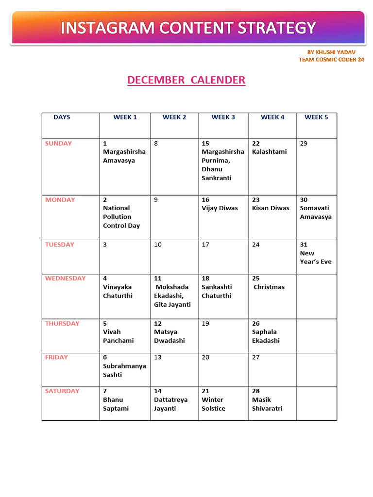 December Content Calender | PDF | Christmas | Zodiac