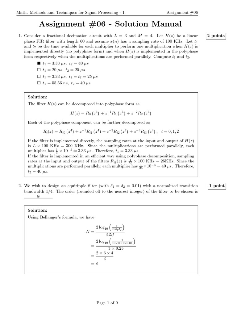 MOOC 2018 HW06-Solutions | PDF | Sampling (Signal Processing) | Telecommunications Engineering
