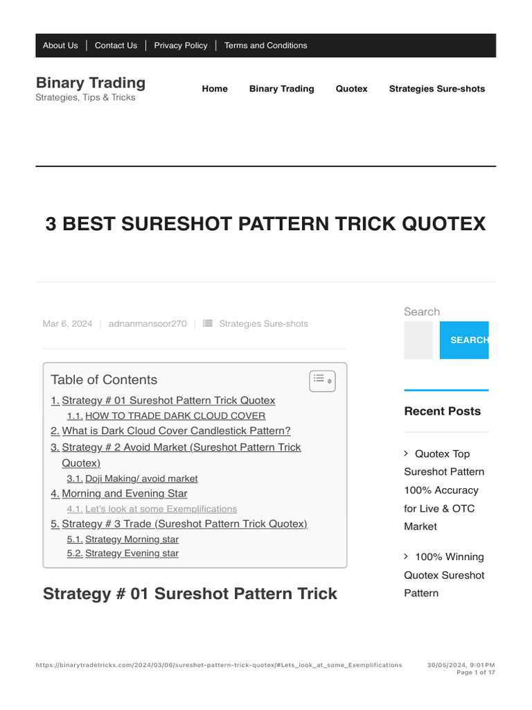 3 Best Sureshot Pattern Trick Quotex - Binary Trading | PDF | Market Trend | Private Sector