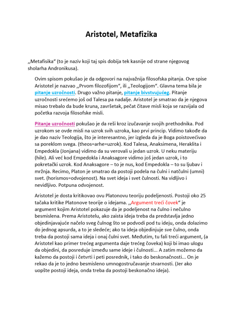 Aristotel Metafizika | PDF