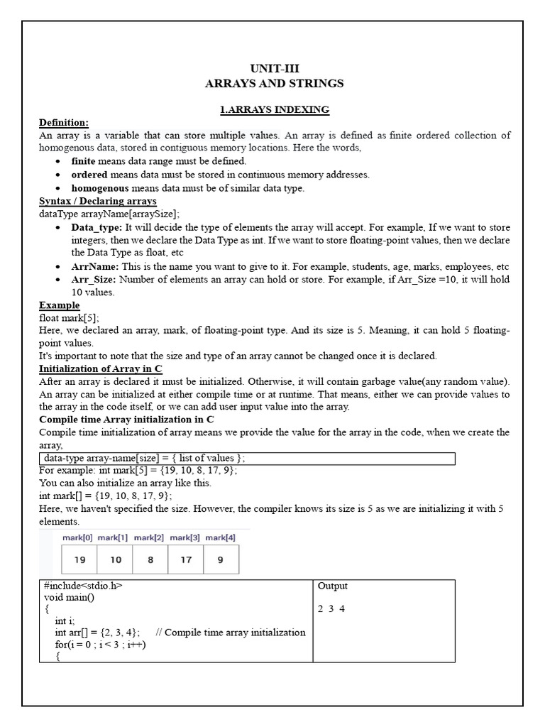 UNIT III C final | PDF | Data Type | String (Computer Science)