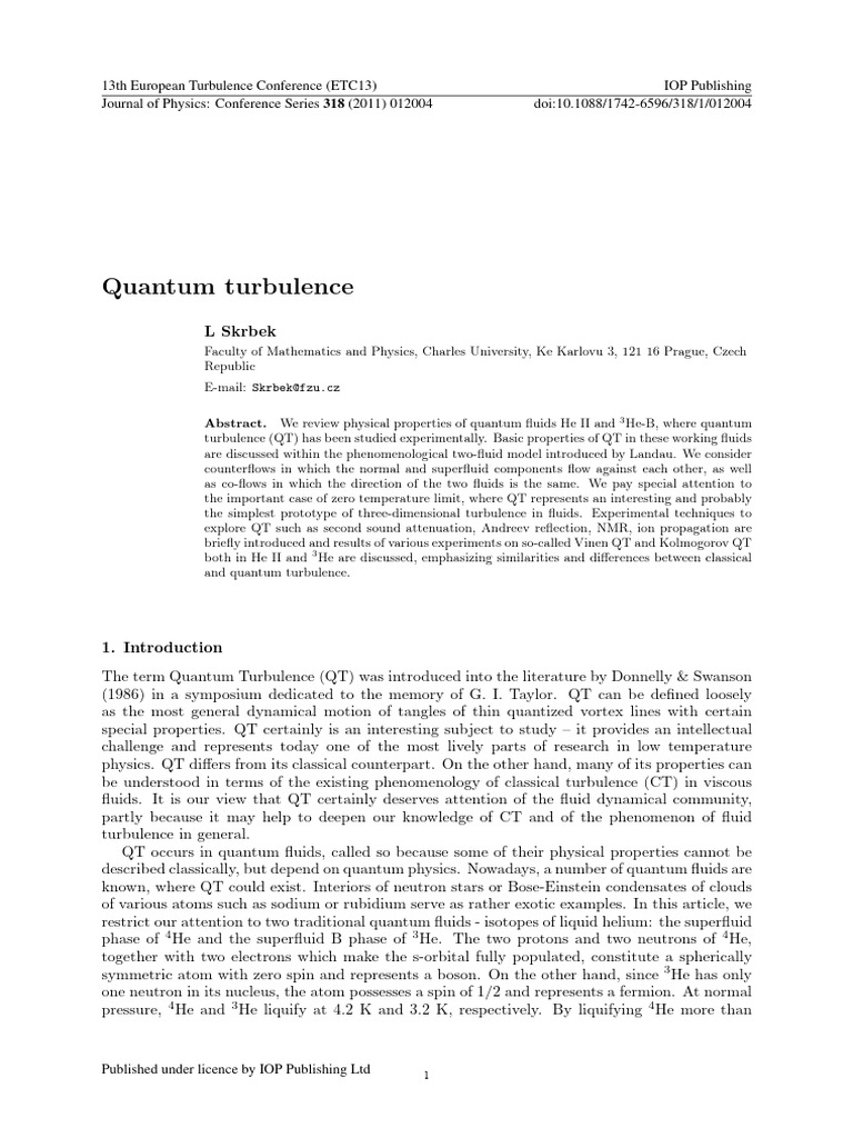 Quantum_turbulence | PDF | Turbulence | Vortices