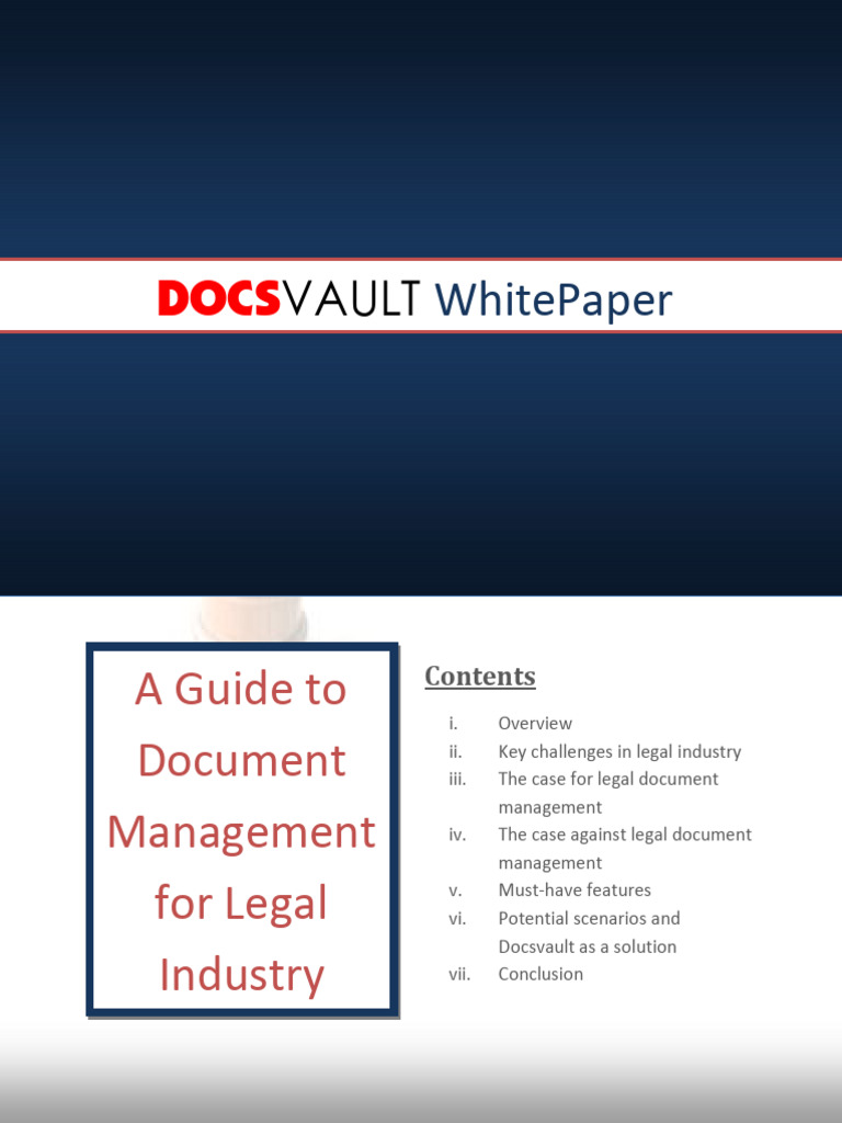 Docsvault WhitePaper Document Management For Legal Industry | PDF | Metadata | Version Control