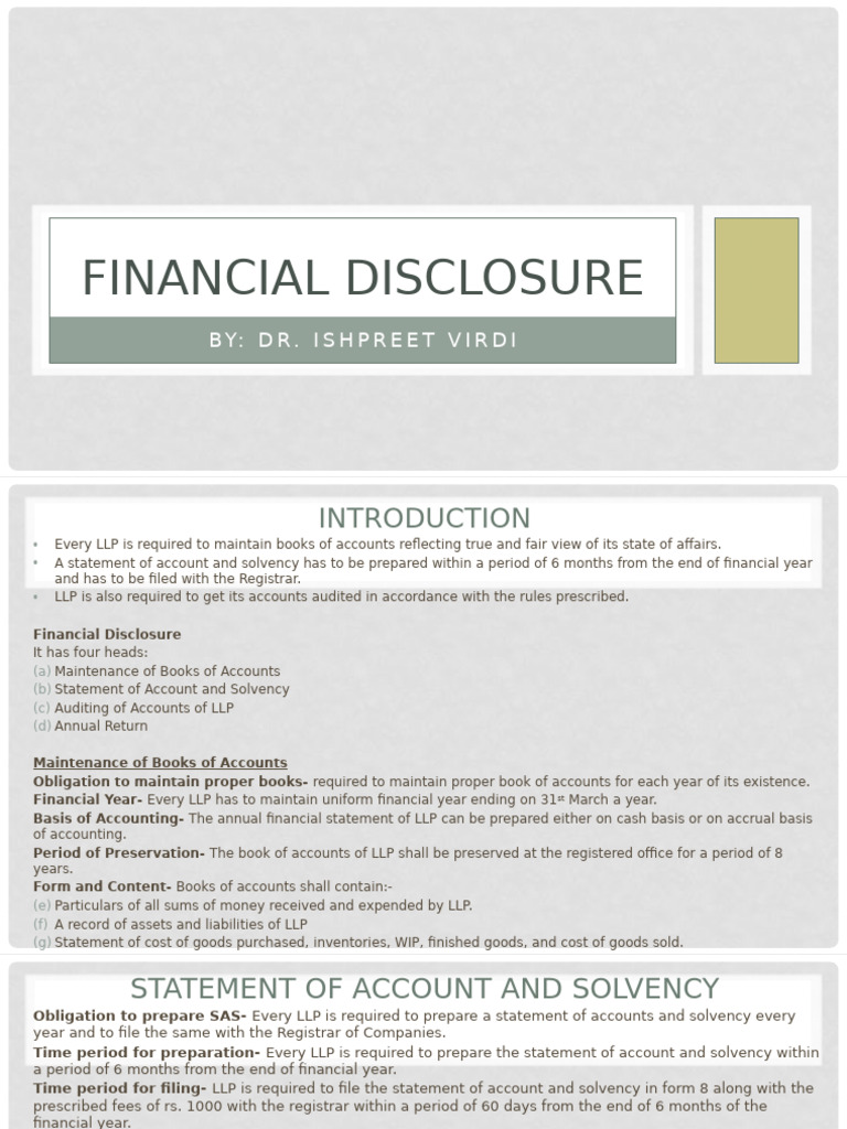 Unit 4 - Financial Disclosure | PDF | Limited Liability Partnership ...