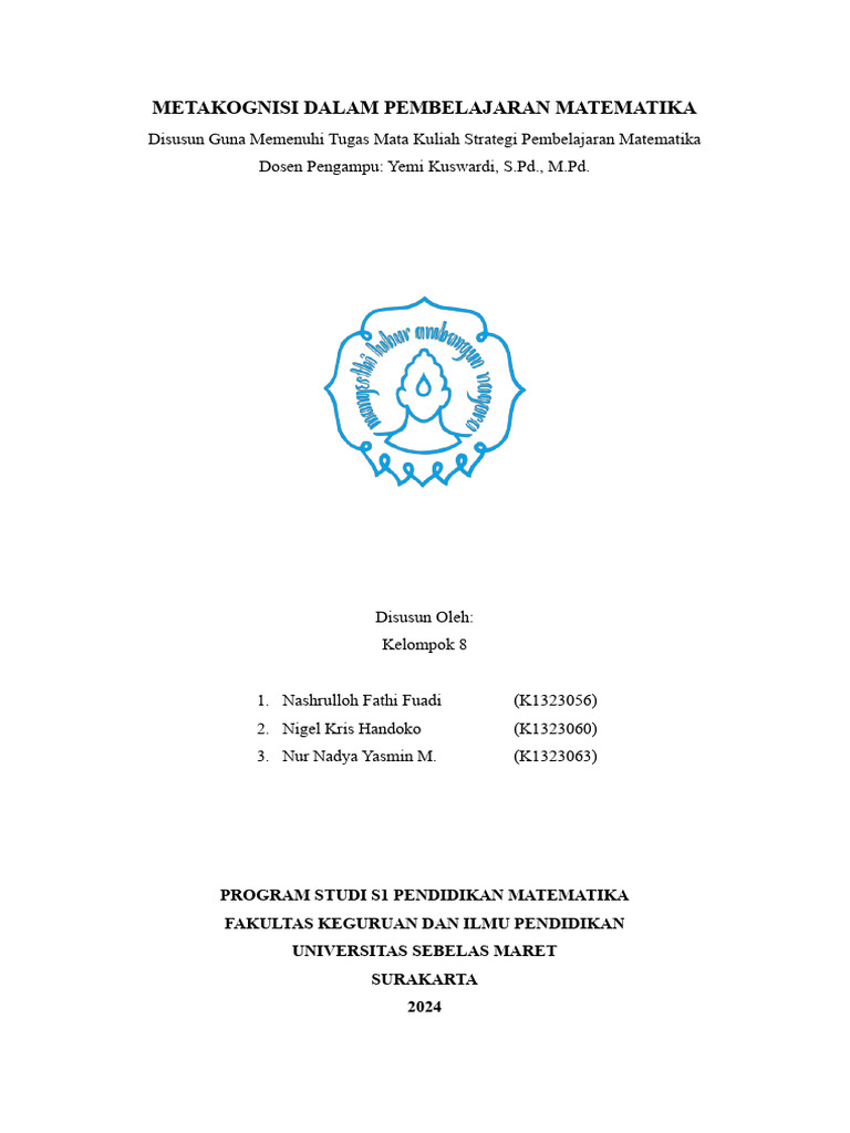 Metakognisi Dalam Pembelajaran Matematika | PDF