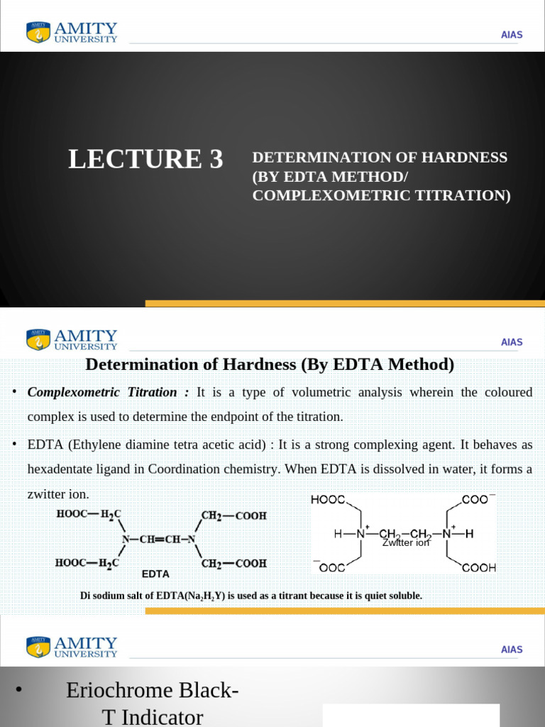 EDTA Method for Water Hardness Analysis | PDF | Titration | Chemistry