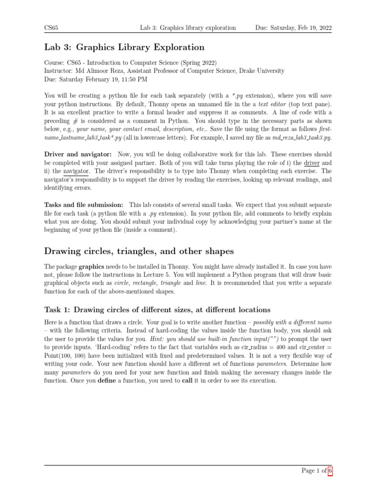 cs65_lab3 | PDF | Parameter (Computer Programming) | Python (Programming Language)