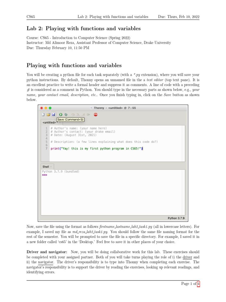 cs65_lab2 | PDF | Area | Parameter (Computer Programming)