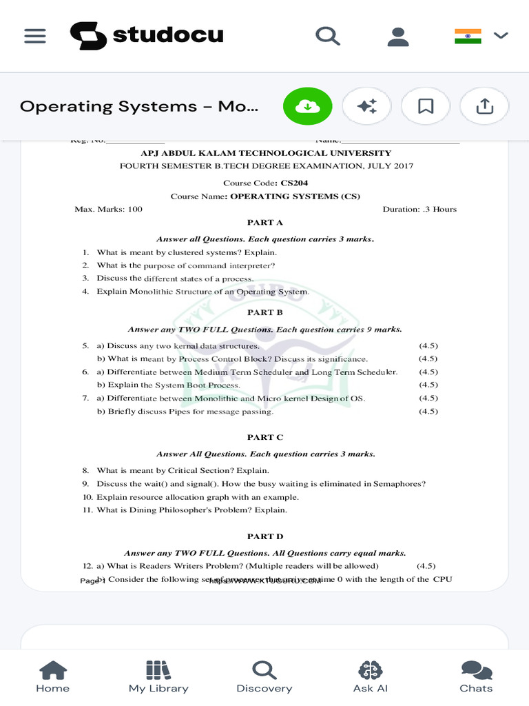 Operating Systems - Model Question Papers - Btech… | PDF | Operating System | Scheduling (Computing)