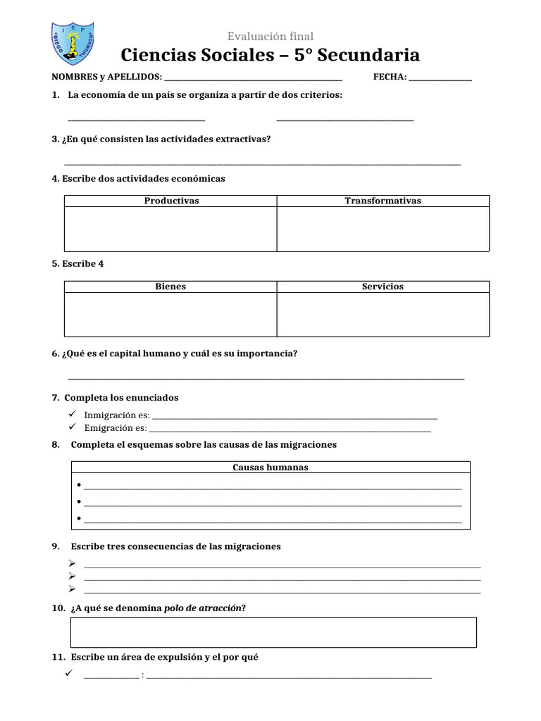 Prueba_5°_CCSS_FINAL - copia | PDF