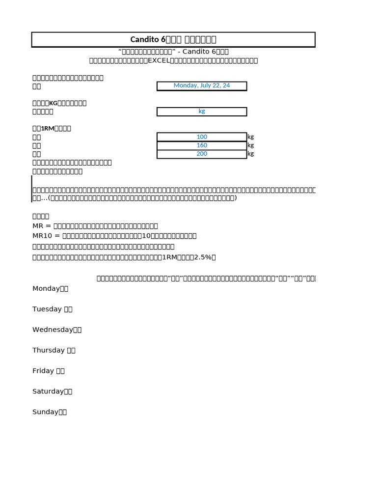 Candito 6 Week计划 (一凡专用) | PDF
