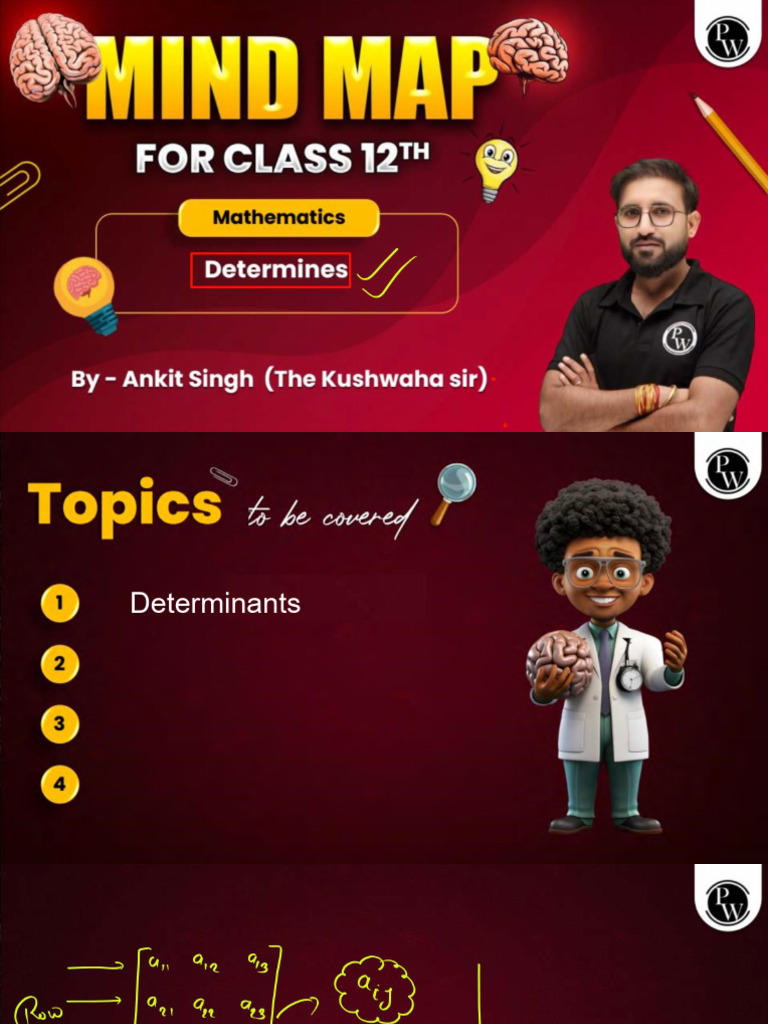 Determinants - Class Notes - Class 12th Mind Map Series | PDF