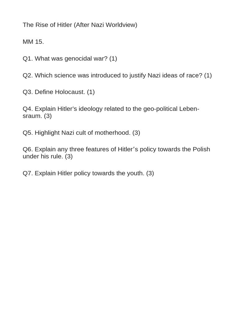 The Rise of Hitler (After Nazi Worldview) | PDF