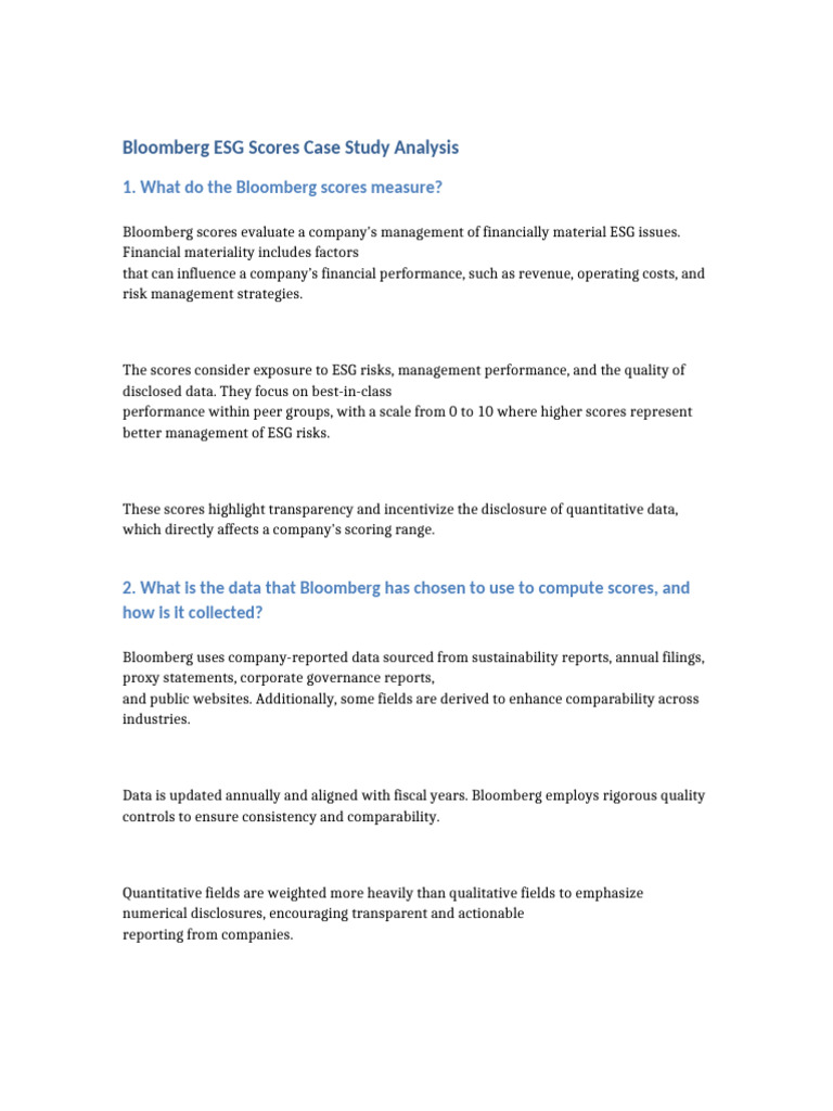 Bloomberg_ESG_Case_Study_Analysis_Updated | PDF | Business | Economies