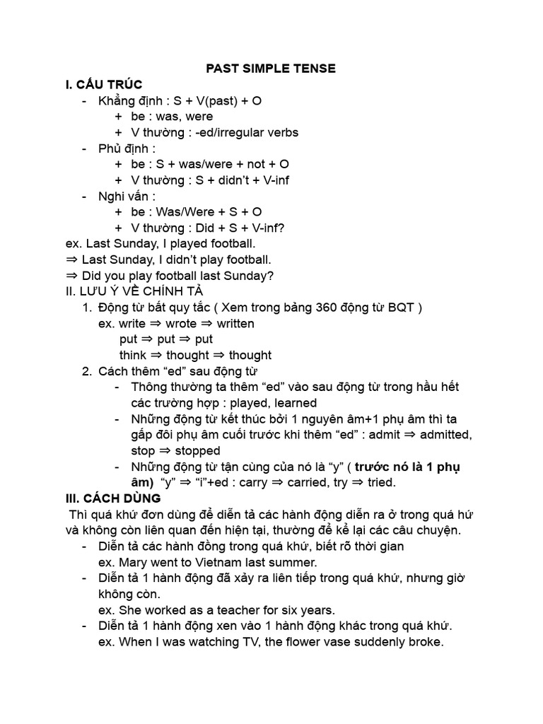 Past Simple Tense | PDF