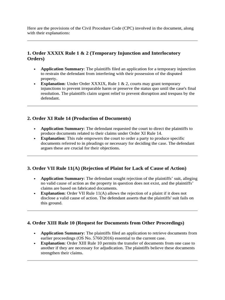 cpc notes | PDF | Federal Rules Of Civil Procedure | Injunction