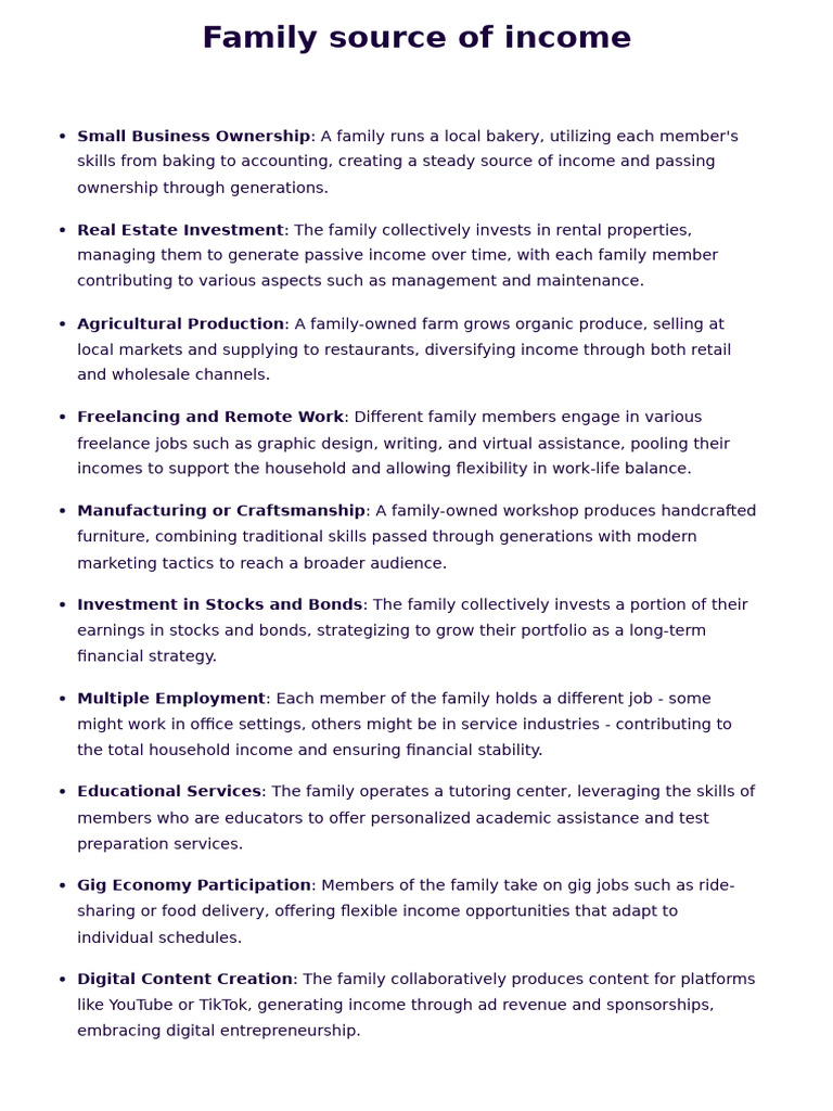 Family Source of Income | PDF