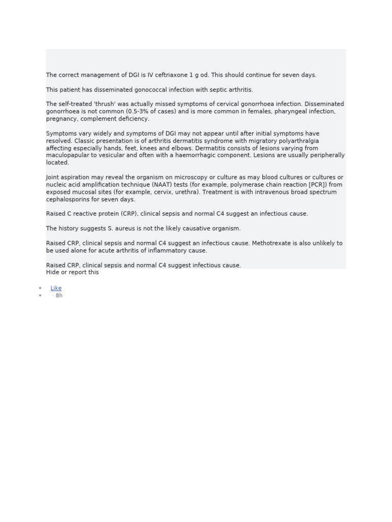 Disseminated Gonococcal Infection | PDF