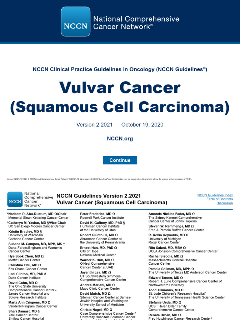 Vulvar Cancer （Squamous Cell Carcinoma）V.2 2021 | PDF | Cervical Cancer | Metastasis