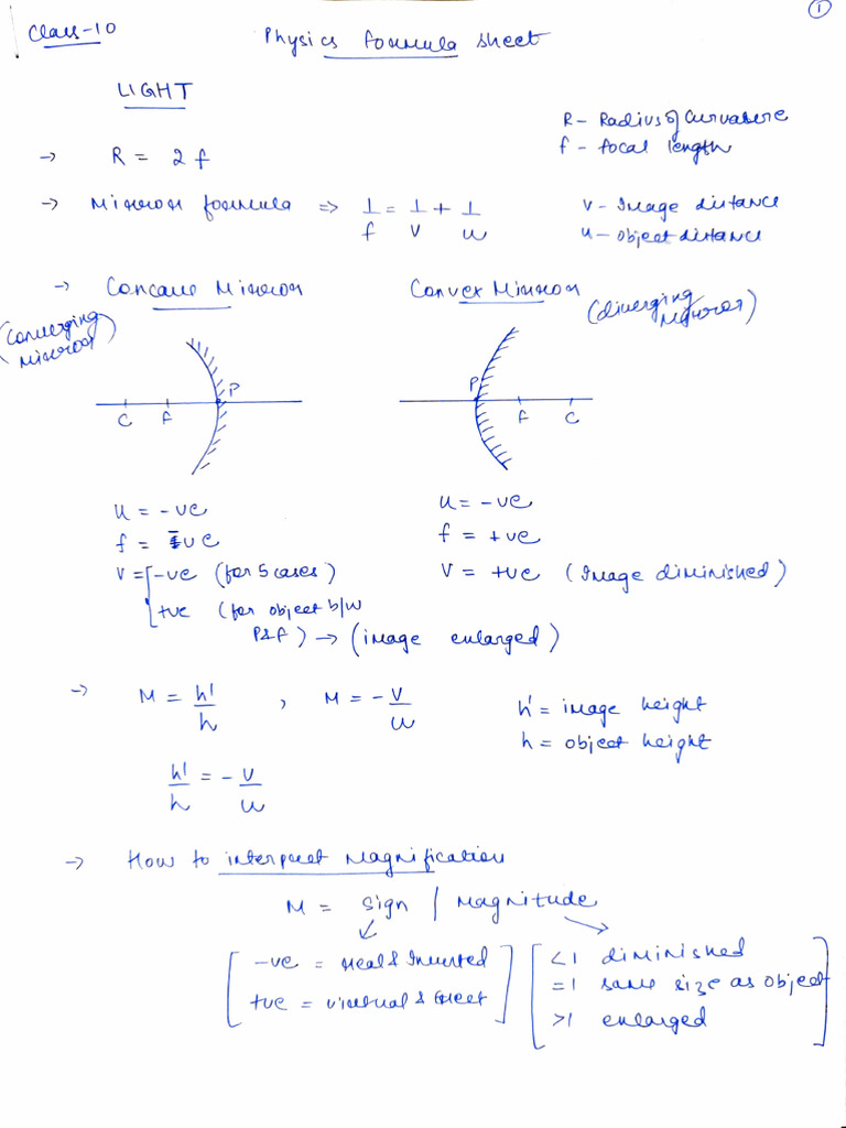 Physics Formula Sheet | PDF