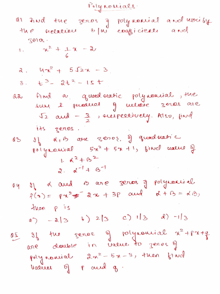 Polynomials Test | PDF